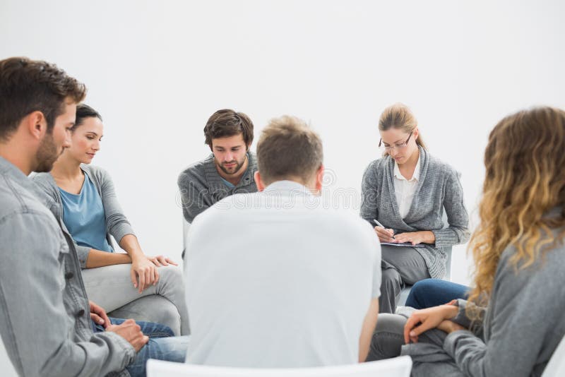 Group Therapy in Session Sitting in a Circle Stock Image - Image of ...