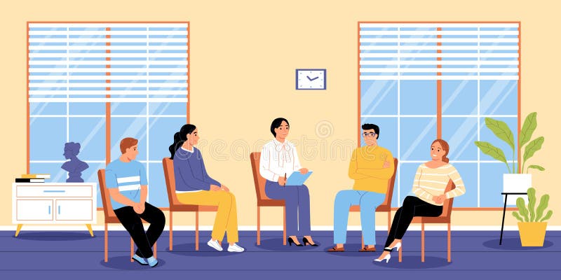 Group Therapy Treatment Background Stock Illustration - Illustration of ...