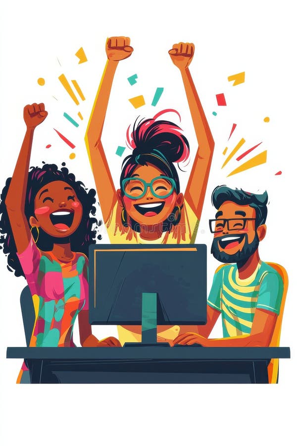 Team Celebrating a Successful Project with Joyful Expressions Stock ...