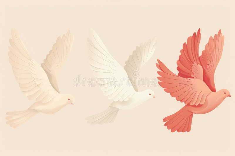 A Group of Three Birds with White and Red Plumage Flying through the ...