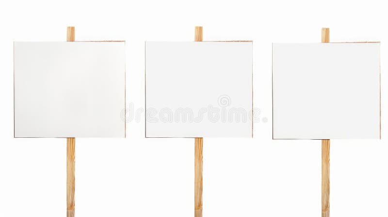 A Group of Three Blank Signs on a Wooden Stick. Can Be Used for Various ...