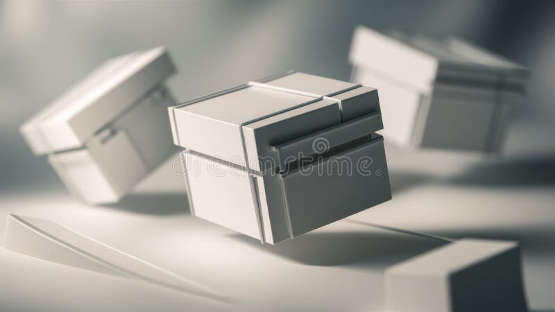 A Group of Three Boxes are Floating in the Air, AI Stock Image - Image ...