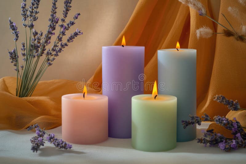 A Group of Three Candles Sitting on a Table, Ready for Lighting Stock ...