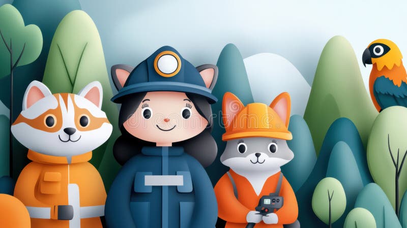 A Group of Three Cartoon Animals are Standing Next To Each Other, AI ...