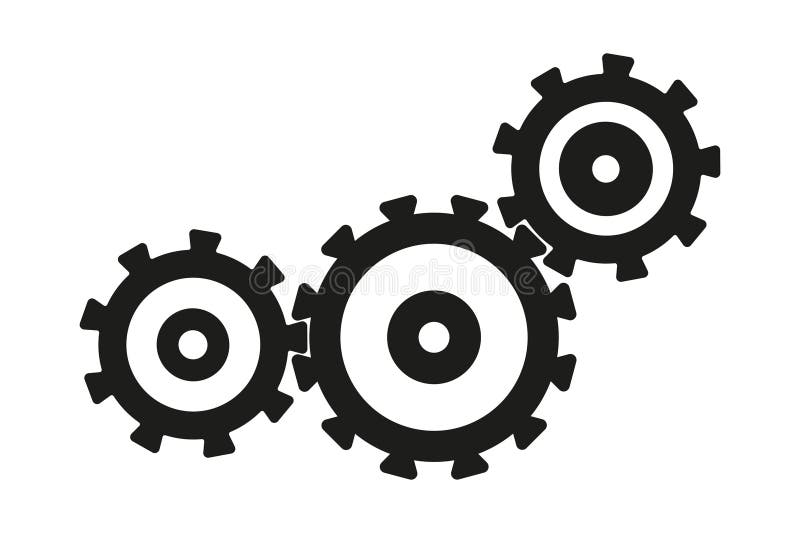 Three Cogwheels Icon Symbol Working Together Symbolizing Teamwork Stock ...