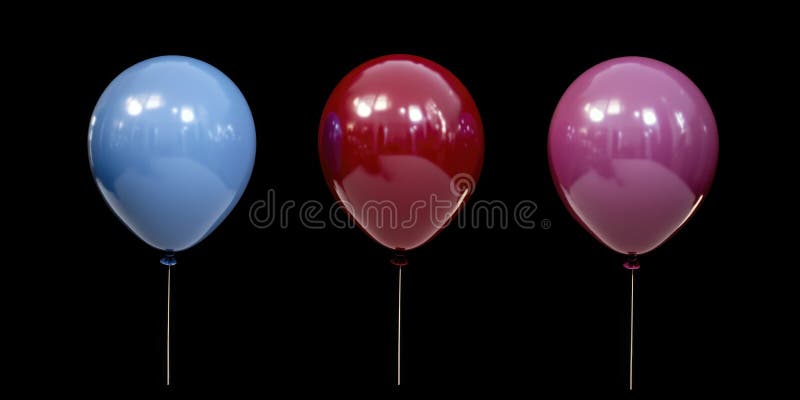 A Group of Three Colorful Balloons Sit Side by Side Stock Image - Image ...