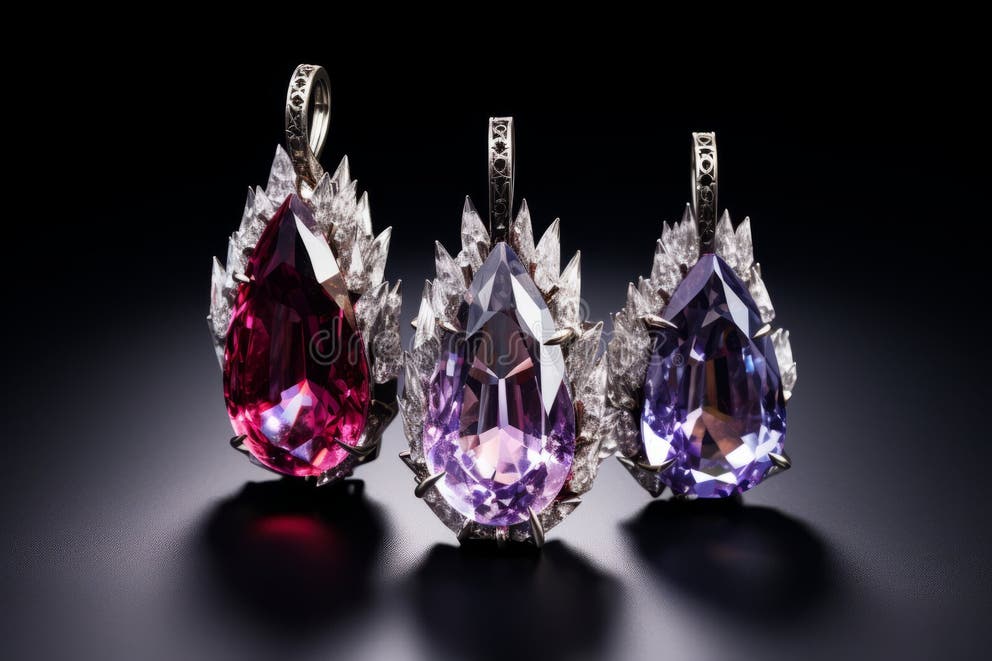 Group of Three Different Colored Jewels Stock Illustration ...