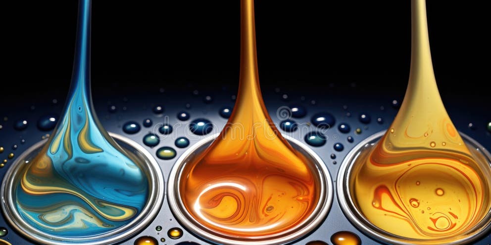A Group of Three Different Colored Liquids, AI Stock Illustration ...
