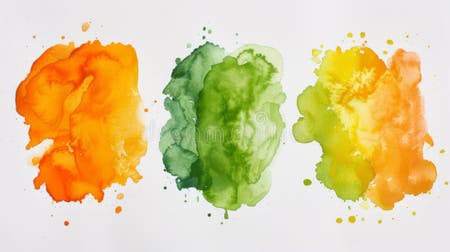 A Group of Three Different Colored Paint Splats on a White Background ...