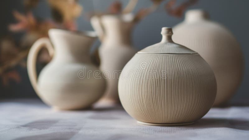A Group of Three Different Types of Vases and Pitchers on a Table, AI ...
