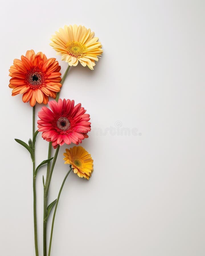 Group of Three Flowers on White Wall Stock Illustration - Illustration ...