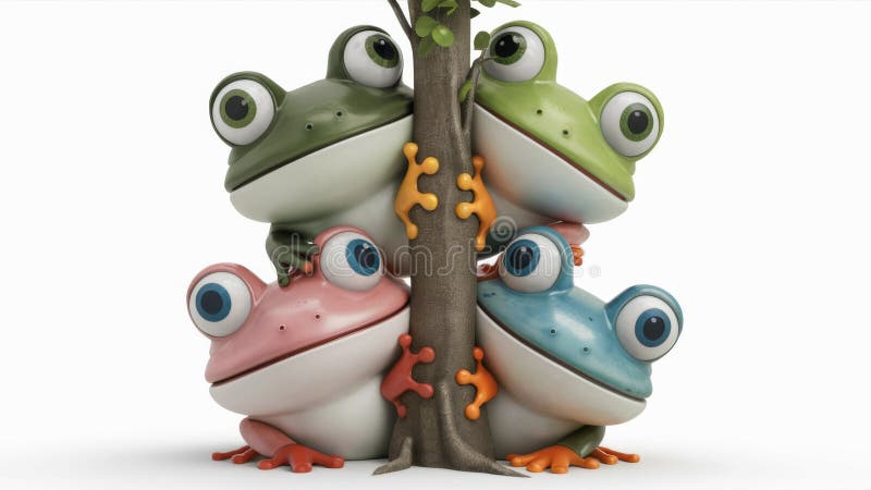 A Group of Three Frogs are Standing Next To Each Other, AI Stock Photo ...