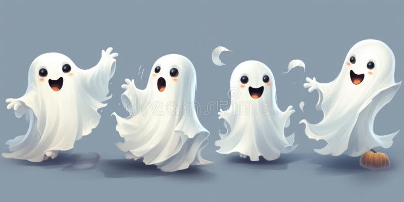A Group of Three Ghosts Standing Together. Perfect for Halloween ...