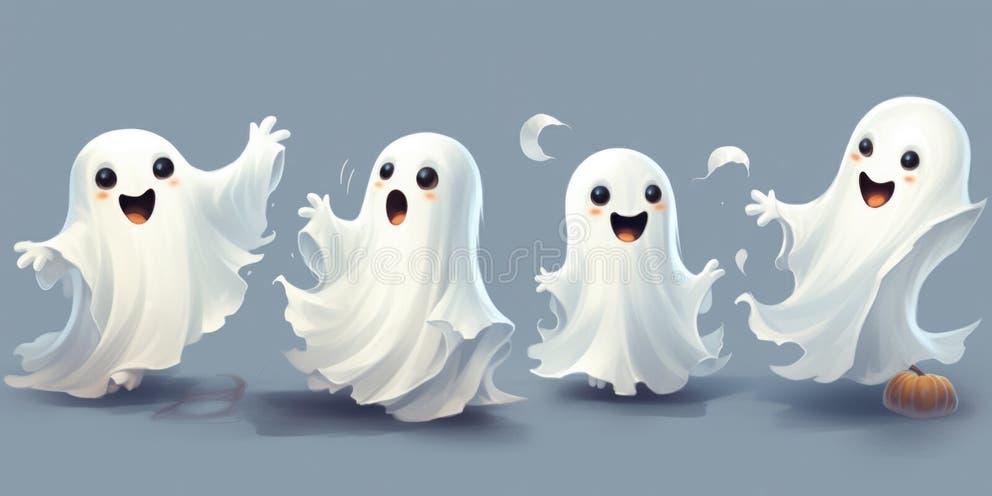 A Group of Three Ghosts Standing Together. Perfect for Halloween ...