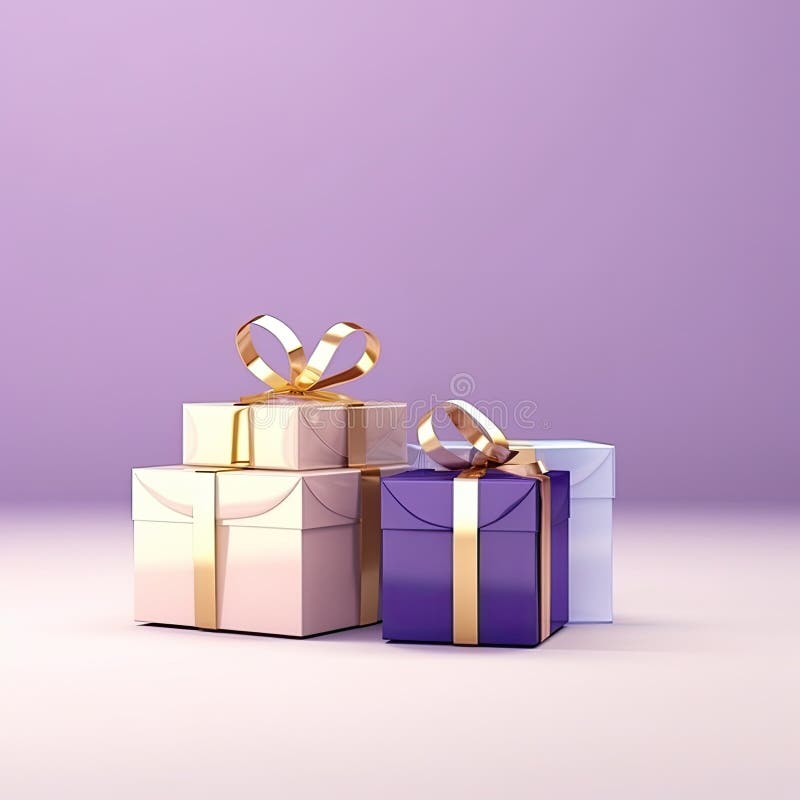 A Group of Three Gift Boxes with Gold Ribbons Stock Illustration ...