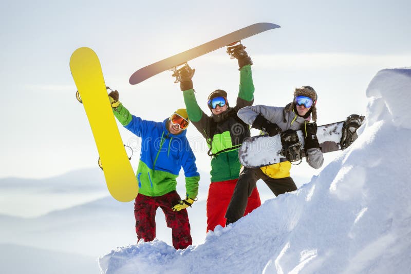 Snowboard Mates On Ski Resort Stock Photo - Image of lifestyle, adult ...
