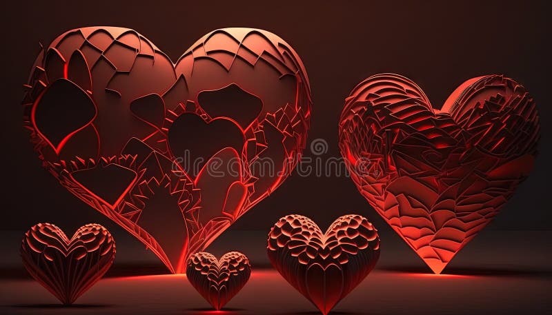 A Group of Three Heart Shaped Paper Cut Out of Paper. Generative Ai ...