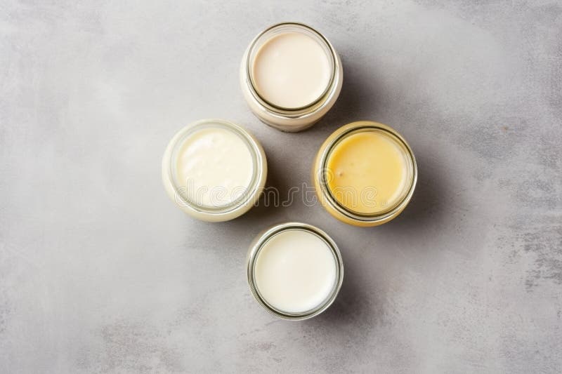 A Group of Three Jars Filled with Different Types of Cream. AI ...