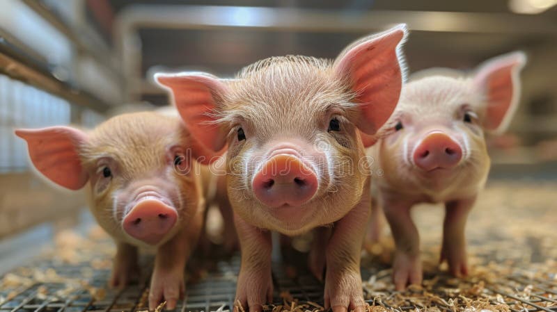 Group of Three Little Pigs Standing Together Stock Image - Image of ...