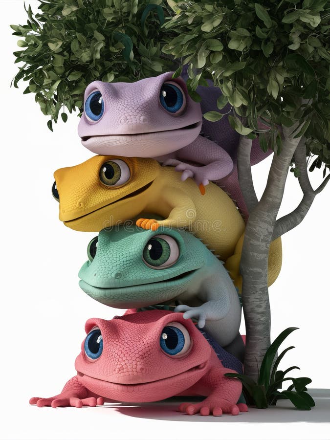 A Group of Three Lizard Creatures are Sitting on Top of Each Other, AI ...