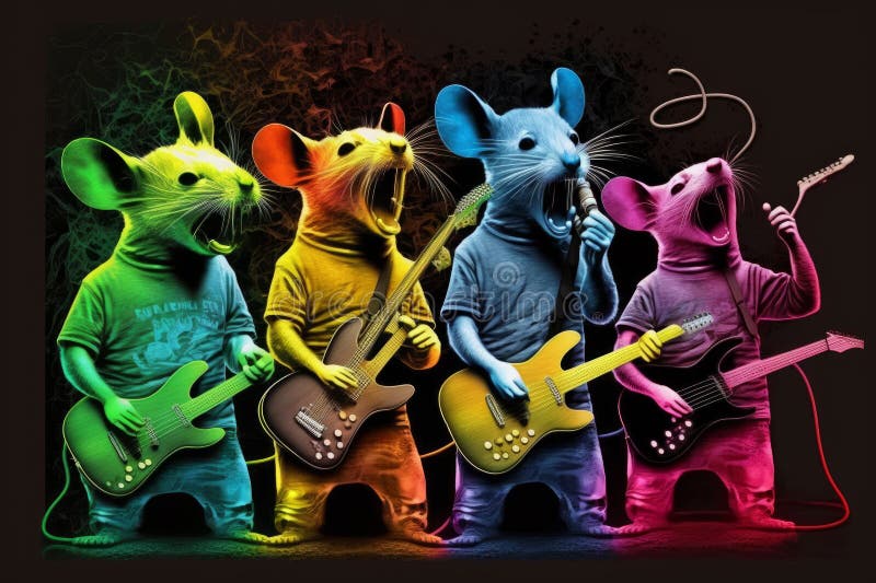 Group of Three Mice Playing Guitar and Singing. Generative AI Stock ...