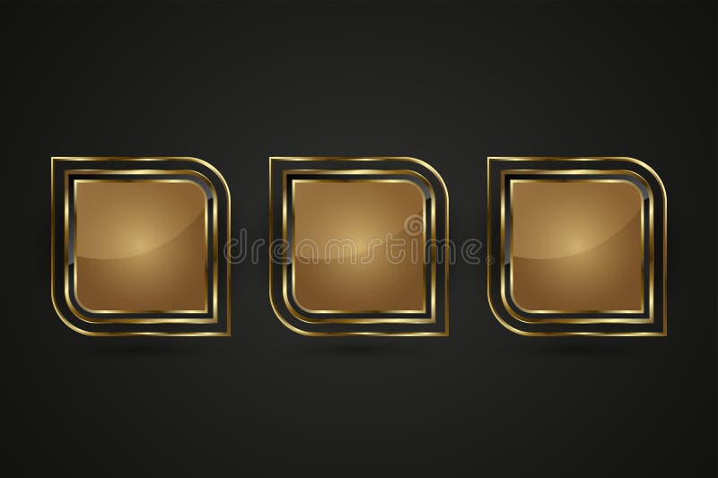 Group of Three Modern Premium Gold Buttons Design in Luxury and Three ...
