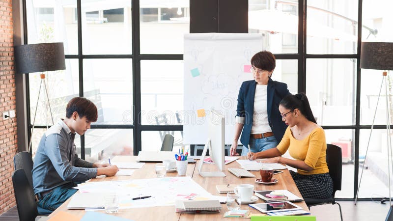 Group of Three Multi Generation of Creative Work Place, Modern S Stock ...