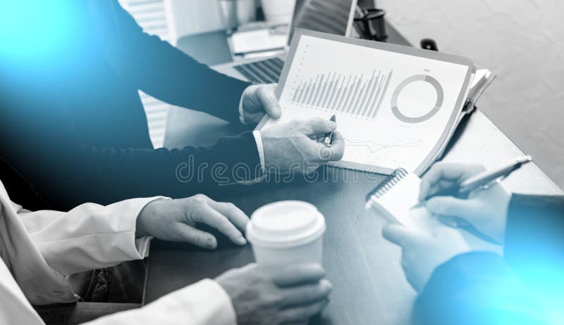 Group of Three People Working Together Light Effect Stock Image - Image ...
