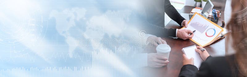 Group of Three People Working Together; Panoramic Banner Stock Photo ...