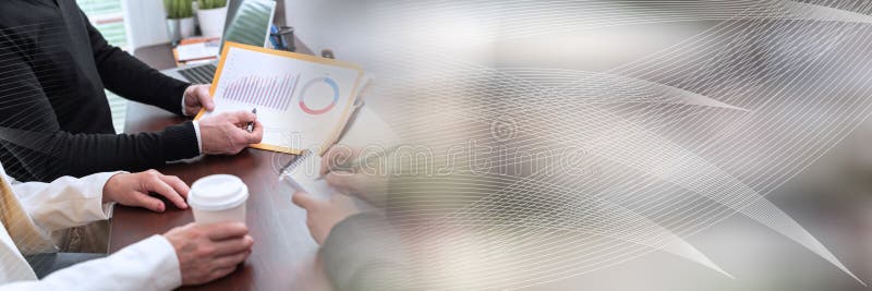 Group of Three People Working Together Panoramic Banner Stock Image ...