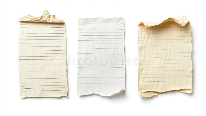 A Group of Three Pieces of Paper on a White Surface Stock Illustration ...