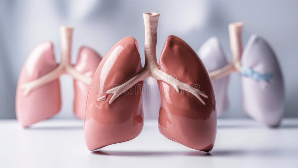 A Group of Three Plastic Models of Lungs that are Sitting on a Table ...