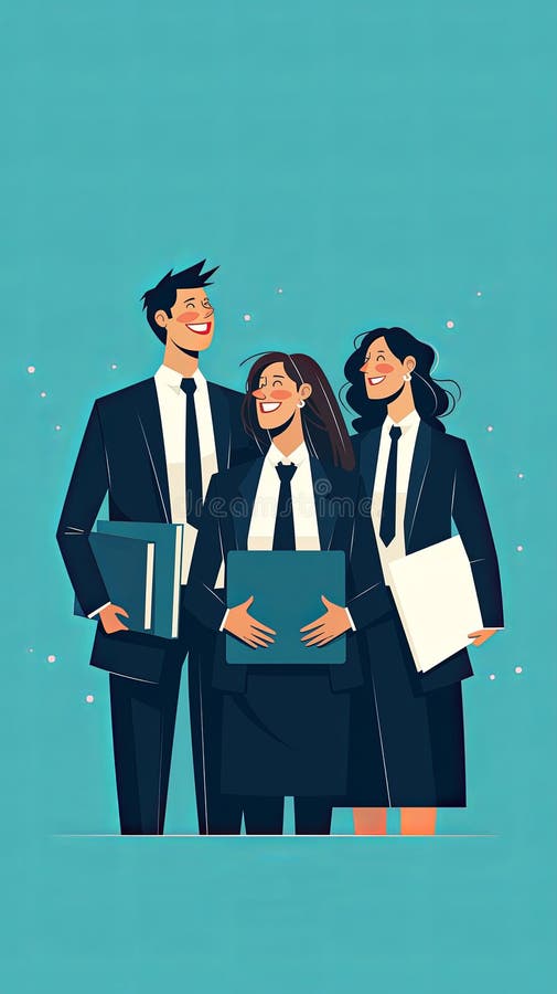 Team of Professionals in Suits Standing Together and Smiling with ...