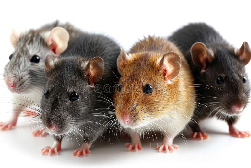 A Group of Three Rats Sitting Next To Each Other, Laboratory Animal ...