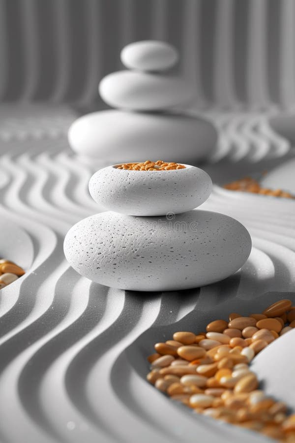 A Group of Three Rocks Sitting on Top of a White Surface, AI Stock ...