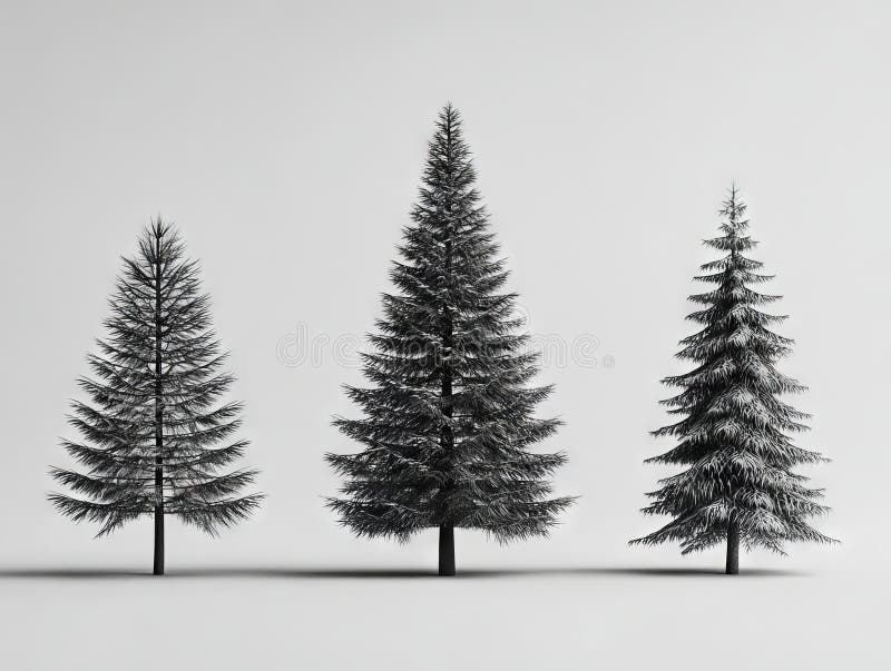 A Group of Three Trees that are Standing in the Snow Stock Photo ...
