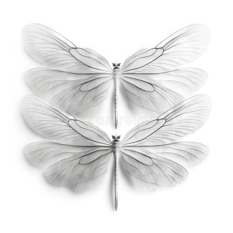 A Group of Three White Dragonflies Sitting on Top of Each Other S Wings ...