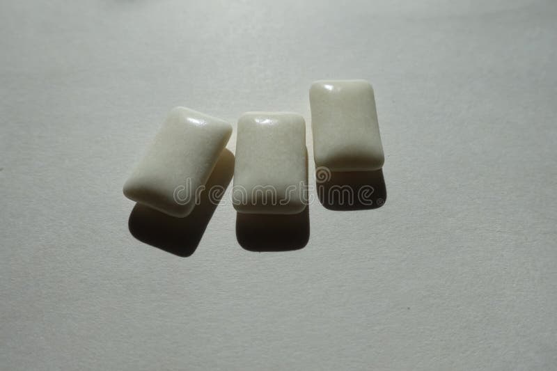 Group of Three White Pieces of Chewing Gum Stock Photo - Image of care ...