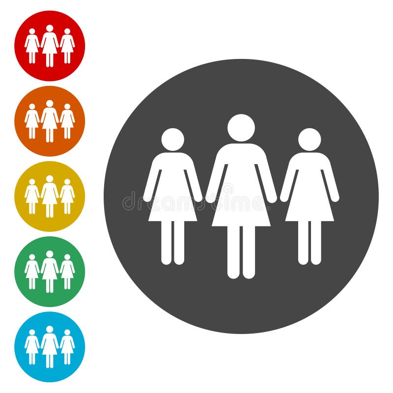 Group of Three Women Icon with Long Shadow Stock Vector - Illustration ...