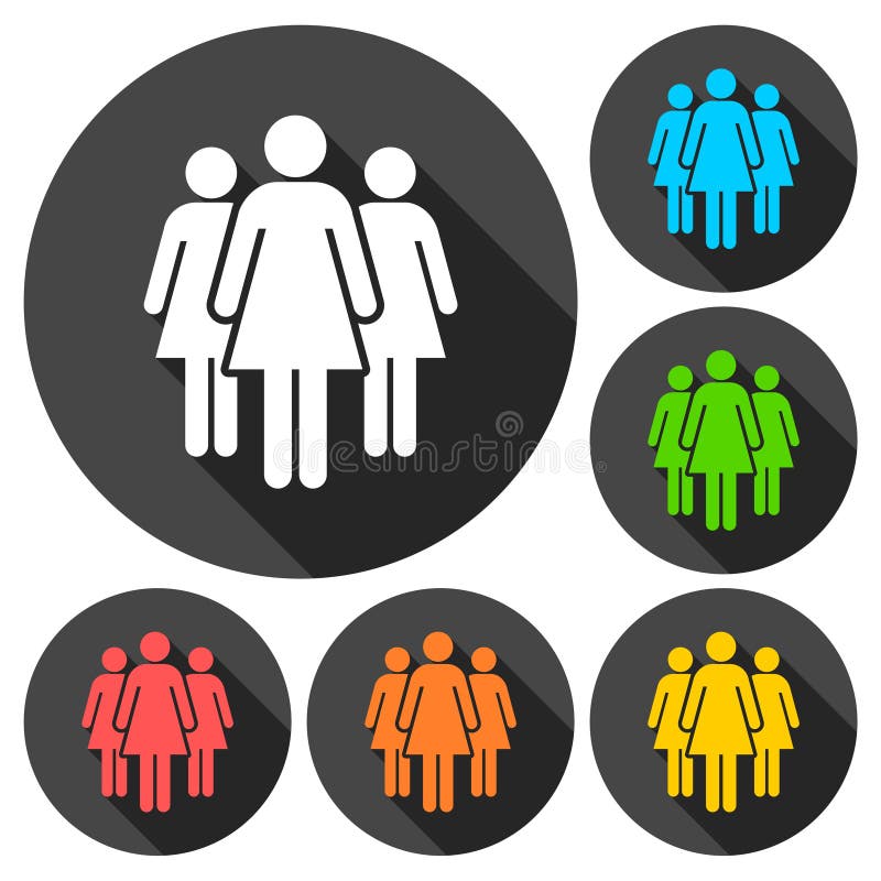 Group of Three Women Icons Set Stock Vector - Illustration of community ...