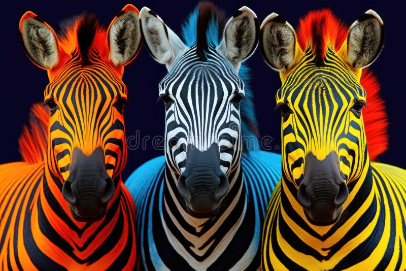 A Group of Three Zebra Standing Next To Each Other Stock Image - Image ...