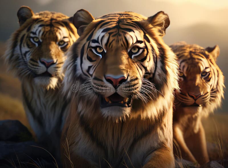 A Group of Tigers with Fangs Stock Image - Image of nature, tiger ...