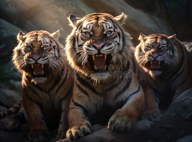 A Group of Tigers with Fangs Stock Image - Image of park, mammal: 291039977