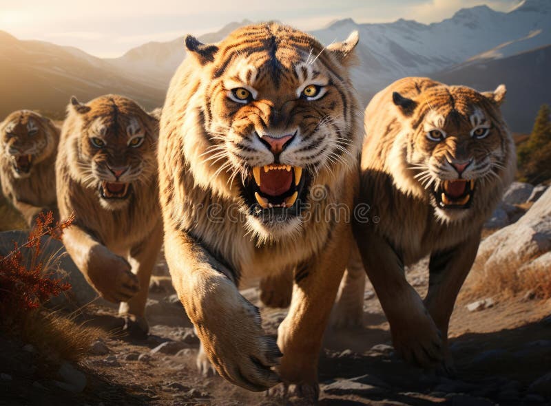 A Group of Tigers with Fangs Stock Image - Image of park, teeth: 291045607