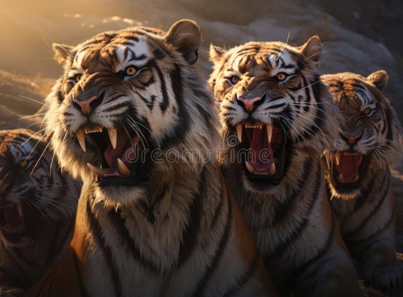 A Group of Tigers with Fangs Stock Photo - Image of team, tiger: 291047190