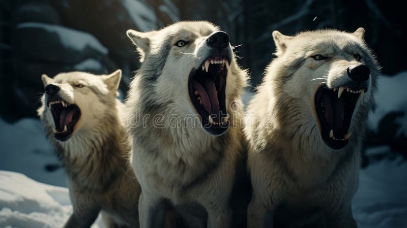 Group of Timber Wolves Howling in Unison Stock Illustration ...