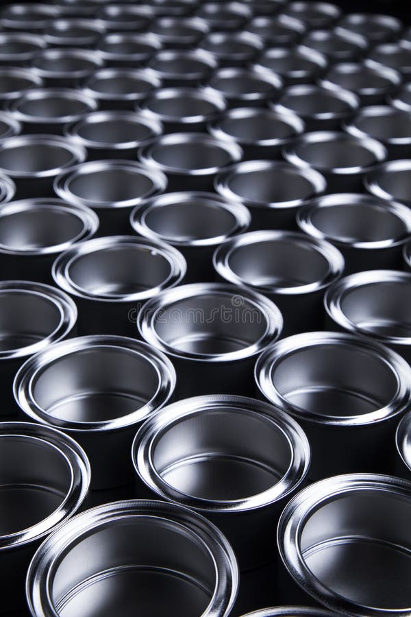 Group of Tin Metal Cans with Color Paint Stock Image - Image of cans ...