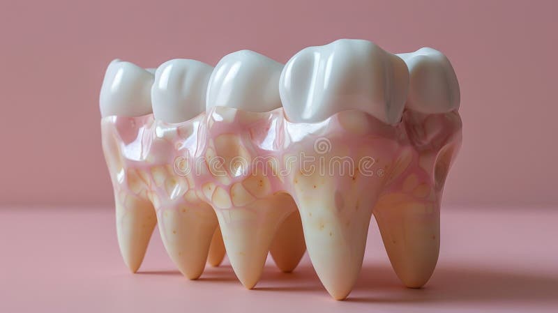 Group of Tooth Models on Pink Surface Stock Image - Image of models ...
