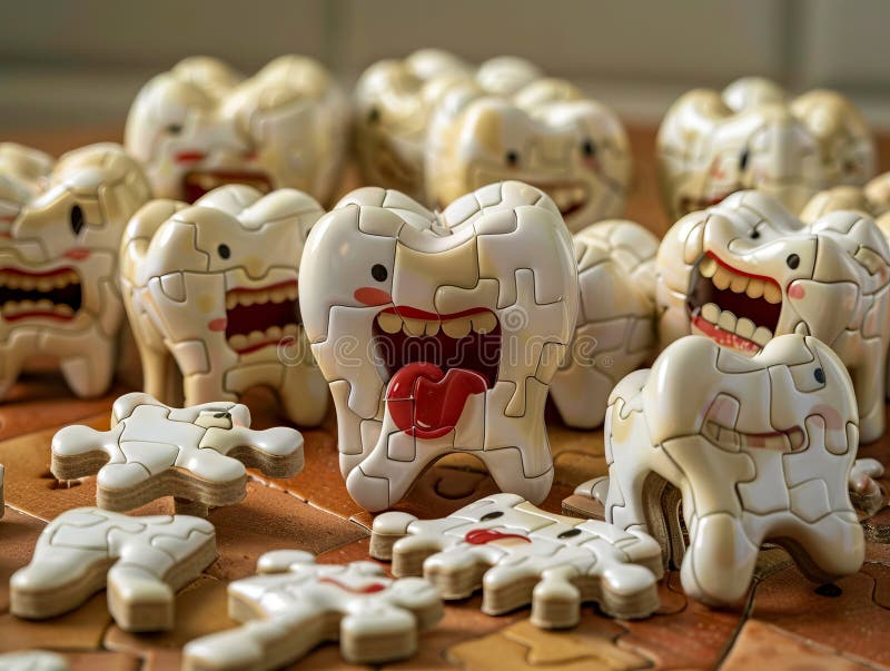 A Group of Tooth Shaped Puzzles on a Table Stock Photo - Image of ...