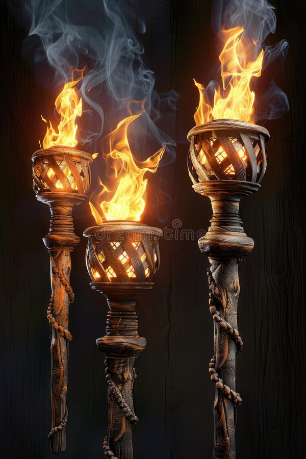 A Group of Torches Ablaze on Fire Stock Photo - Image of glow, burning ...
